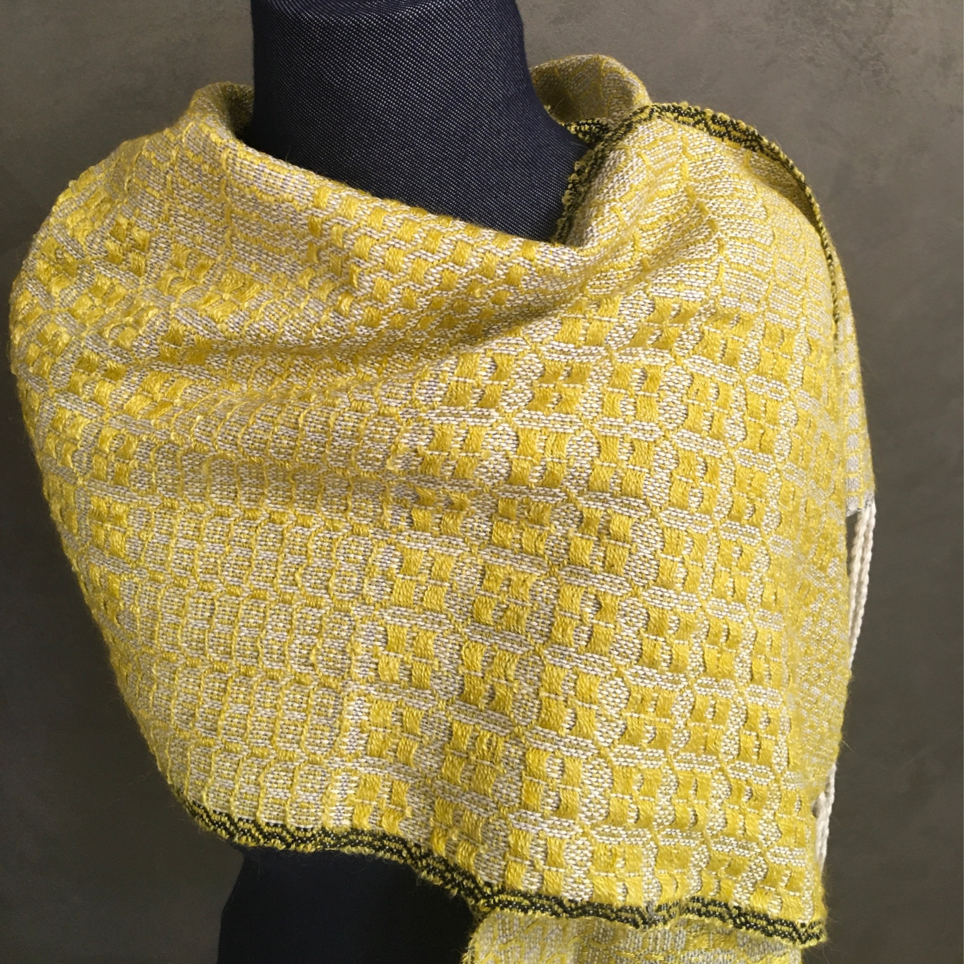Overshot Chartreuse Scarf - 48 North Handwoven